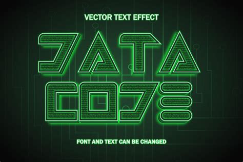 Premium Vector Green Data Code Technology Glow 3d Editable Text