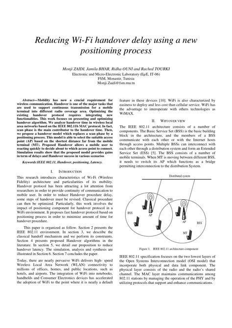 Pdf Reducing Wi Fi Handover Delay Using A New Positioning Process