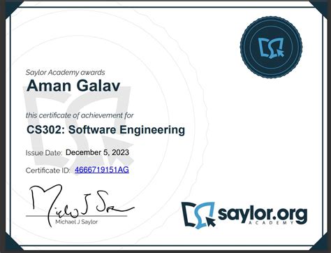 Aman Galav On Linkedin Software Engineering Certificate By Saylor Academy