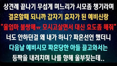 사이다사연 며느리밥상만 따로 차려서 전날남은 잔반처리 시키는 시모 버리긴 아까우니 너가 먹으렴 치사한 시모 앞에다 X를 지려버렸습니다 라디오드라마 실화사연 Youtube