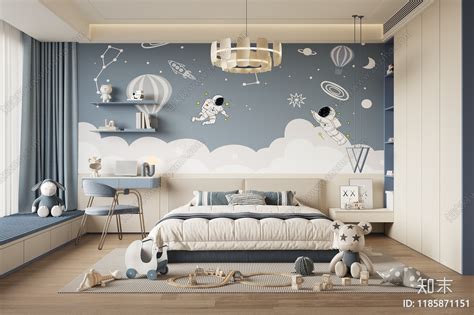 现代男孩房3d模型下载【id 1185871151】 知末3d模型网