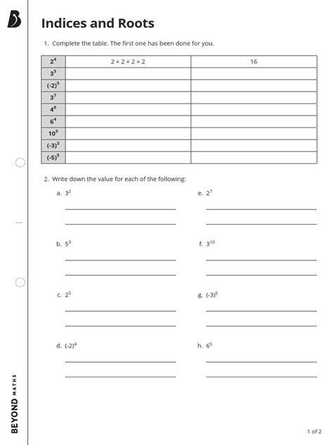 Indices And Roots Pdf