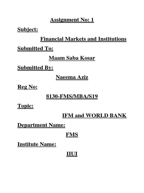 Imf And World Bank Assignment Pdf International Monetary Fund World Bank