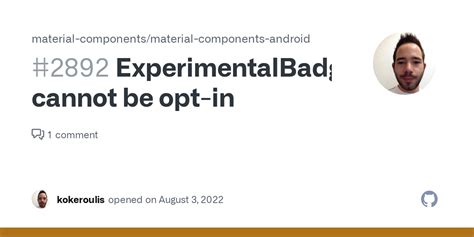 Experimentalbadgeutils Cannot Be Opt In · Issue 2892 · Material Componentsmaterial Components