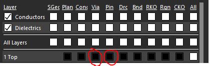 Turn On Off Visibility Features In The Active Layer Allegro X Pcb