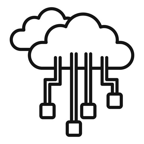 Premium Vector Minimalist Line Art Of A Cloud Connected To Data
