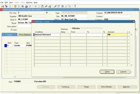 Entering Purchase Order Notification Controls Oracleug