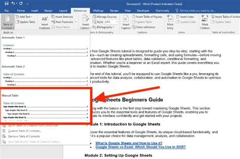 Table Of Contents In Ms Word Geeksforgeeks