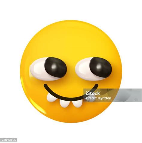 이모티콘 큰 이빨을 가진 얼굴 감정 3d 만화 아이콘입니다 노란색 원형 이모티콘입니다 벡터 일러스트 레이 션 3차원 형태에 대한 스톡 벡터 아트 및 기타 이미지 Istock