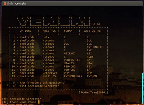 Venom Metasploit Shellcode Generator Compiler Listenner