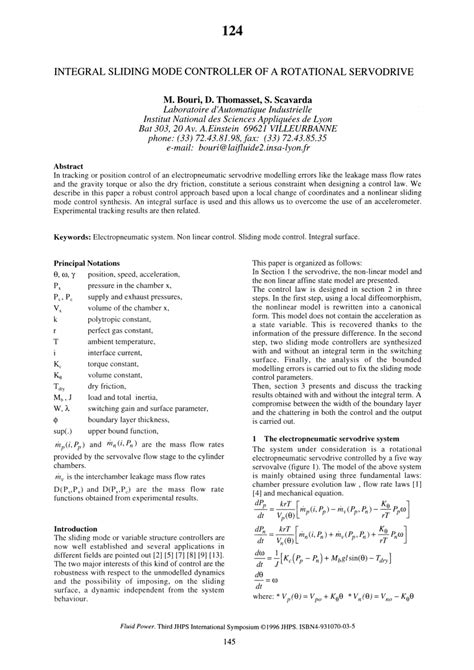 Pdf Integral Sliding Mode Controller Of A Rotational Servodrive