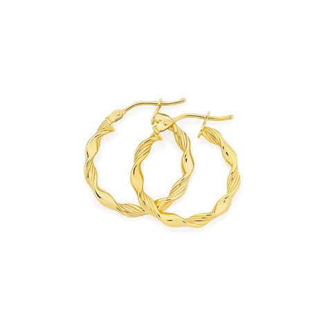 9ct Gold 15mm Twist Hoop Earrings Goldmark Au