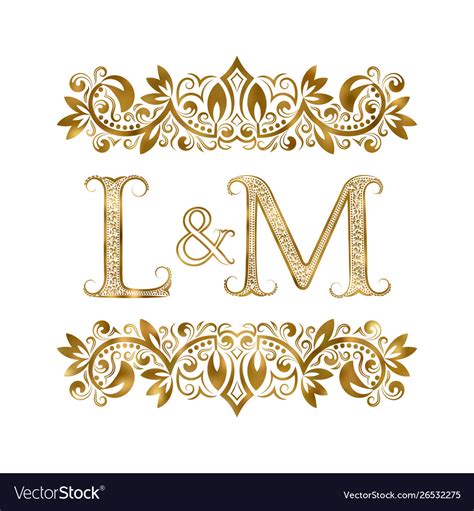 L And M Vintage Initials Logo Symbol Letters Vector Image