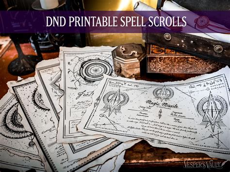 Dnd Printable Spell Scrolls Black And White Magic Prop Set 1 Digital Download Etsy