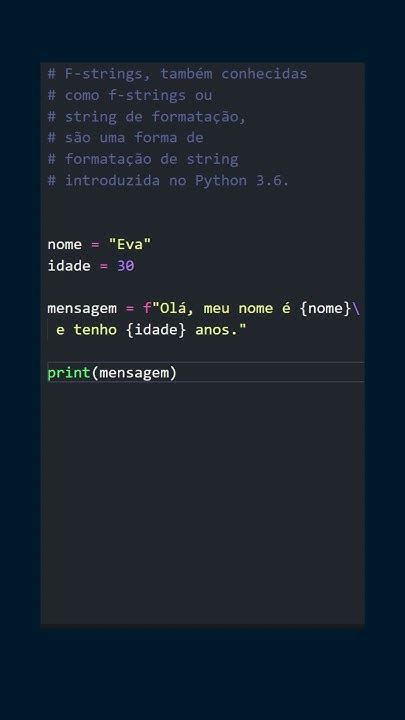 F Strings Em Python Programação Python Programming Coding Pythonprogramming Youtube