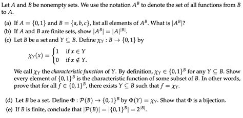 solved let a and b be nonempty sets we use the notation ab