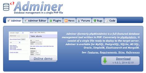Adminer Single File Php Database Management Bypeople