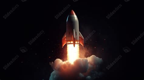 Stunning 3d Render Of A Rocket Spaceship With Billowing Smoke Powerpoint Background For Free