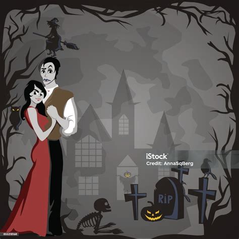 뱀파이어 커플 할로윈 고딕 파티 재미 공포 초대 뱀파이어 코스 프레 드라큘라 이빨과 벡터 전단지 백인 남자와 여 자가 밤문화 포스터에 송곳 니에 대 한 배경 또는 배너 그림