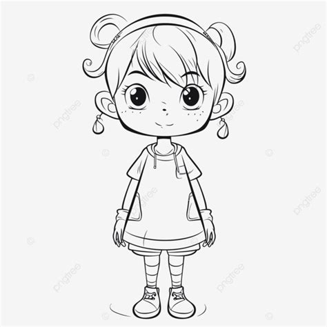 어린 소녀 색칠 페이지 소녀를위한 페이지를 색칠 개요 스케치 드로잉 벡터 표준 도면 표준 개요 표준 스케치 Png