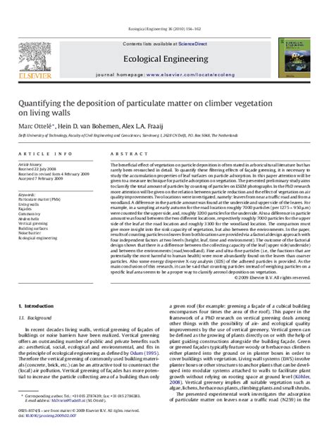 Pdf Quantifying The Deposition Of Particulate Matter On Climber Vegetation On Living Walls