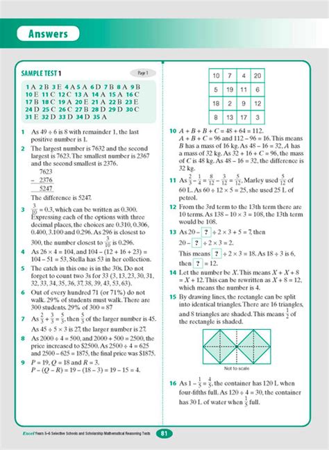 Excel Years 5 6 Selective Schools And Scholarship Mathematical Reasoning Tests