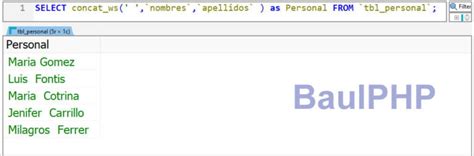 Concatenar Campos En MySQL Y PHP BaulPHP
