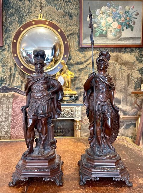 Proantic Pair Of Bronzes Minerva And Mars
