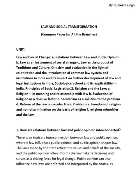 Law And Social Transformation Questions And Answers Watermark Pdf Discrimination Minority