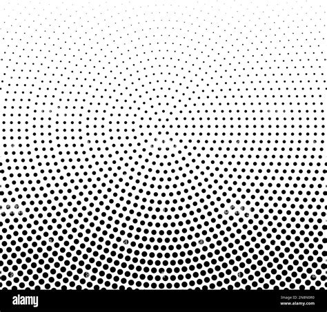 Black Halftone Horizontal Gradient Of Dots In Radial Arrangement Vector Illustration Stock