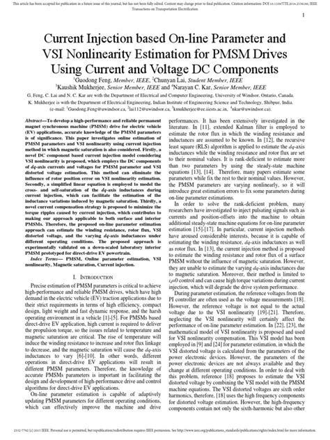 Current Injection Based Online Parameter And Vsi Nonlinearity Estimation For Pmsm Drives Using