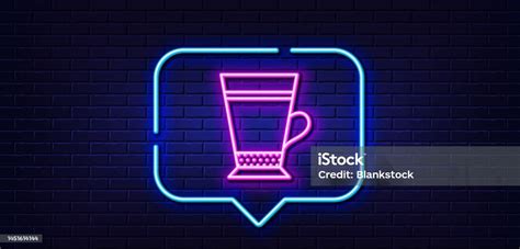 라떼 커피 아이콘입니다 뜨거운 음료 기호입니다 네온 불빛 말풍선 벡터 0명에 대한 스톡 벡터 아트 및 기타 이미지 0명 3