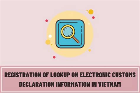 Vietnam What Is The Registration Form For Registration Of Lookup On Electronic Customs