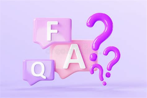 faq font letters on speech bubbles with question marks on purple background 3d render chat