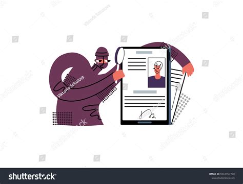 Vector Flat Illustration Hacker Stealing Personal Stock Vector Royalty Free 1863957778