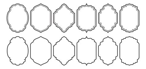 라마단 창문과 문틀 장식이 있는 이슬람 아치 오리엔탈 디자인 요소 아라베스크 및 터키어 개요 레이블 벡터 장식 세트 0명에 대한 스톡 벡터 아트 및 기타 이미지 Istock