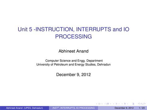 Instruction Interrupts And Io Processing Ppt