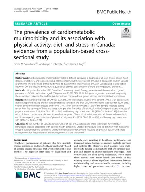 Pdf The Prevalence Of Cardiometabolic Multimorbidity And Its