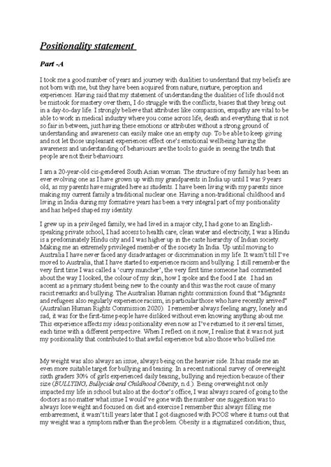 Positionality Statement Having Said That My Statement Of