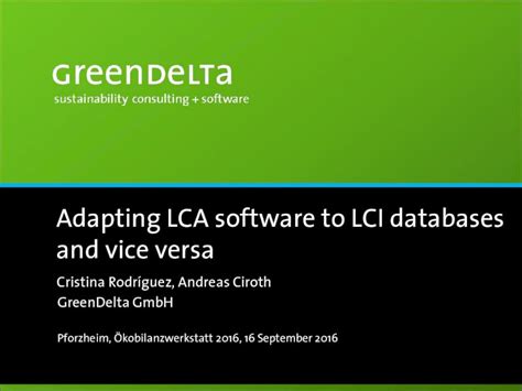 Pdf Adapting Lca Software To Lci Databases And Vice Versa