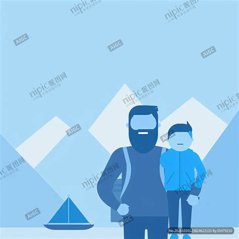 Ai创作图父亲背景父子背景 父子插画 防拐插画 男人女人小孩老人插画 冬季滑雪运动户外出行 插画男孩扁平化 参观游览人物背景 父亲节扁平插画
