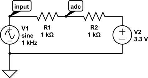 Operational Amplifier Biasing A Low Ac Voltage For Input To An Ads1115 Adc Electrical