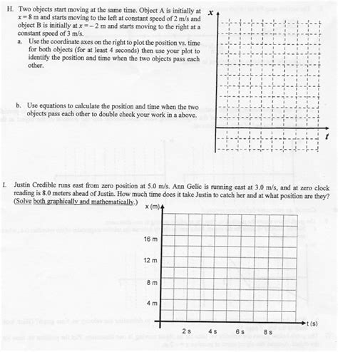 Solved H Two Objects Start Moving At The Same Time Object