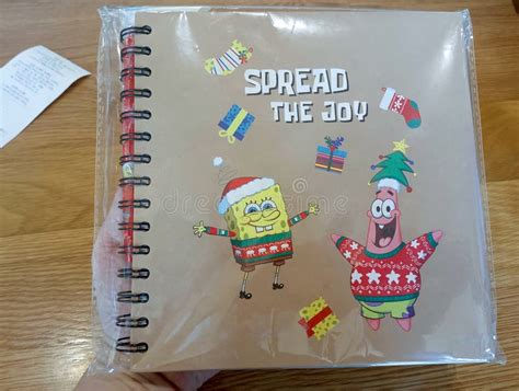 Spongebob And Patrick Christmas Notebook Spread The Joy Editorial Stock