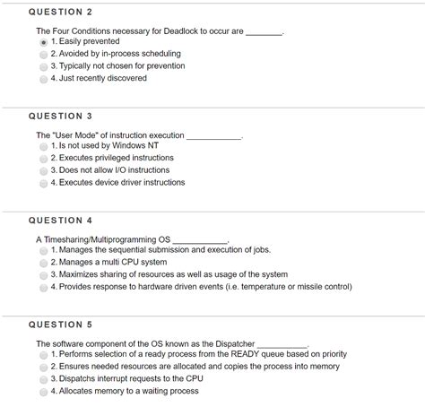 Solved The Four Conditions Necessary For Deadlock To Occur