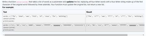 Solved Write A Function Censor Words That Takes A List Of