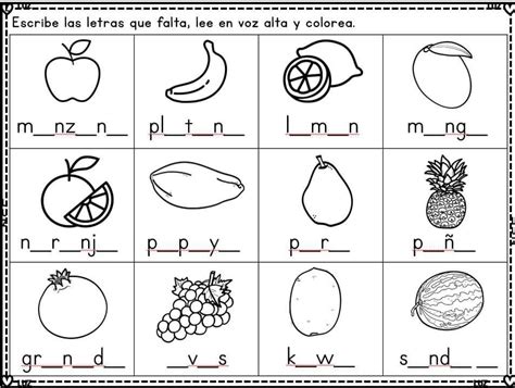 Colorea La Fruta Y Escribe