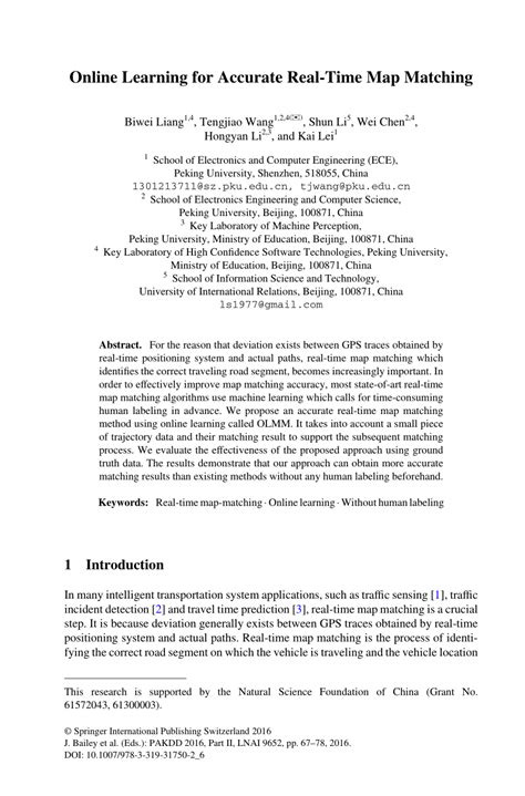 Pdf Online Learning For Accurate Real Time Map Matching