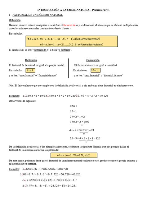 IntroducciÓn A La Combinatoria Parte I Pdf Entero Ecuaciones