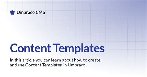 Content Templates Umbraco CMS